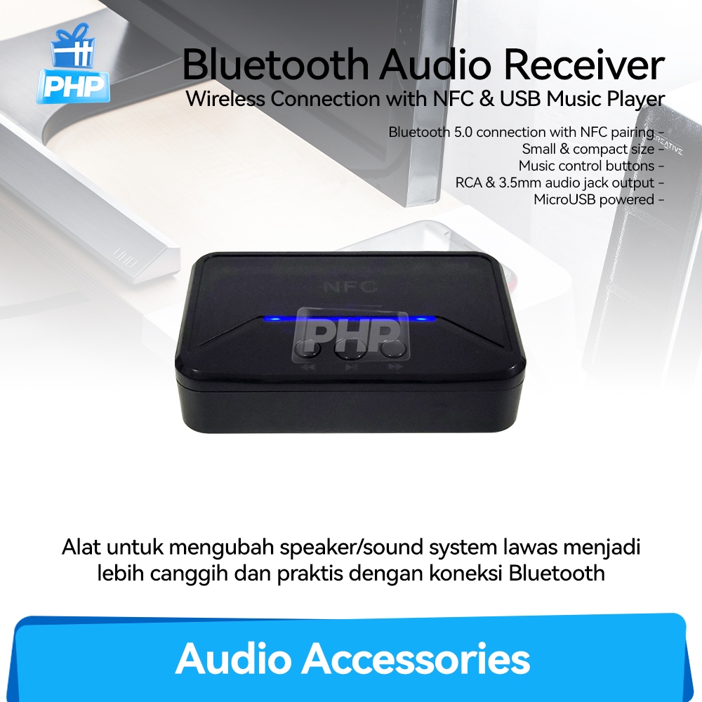 Php Bluetooth NFC Audio Receiver with RCA AUX Output / USB Music Player for Speaker & Sound ...