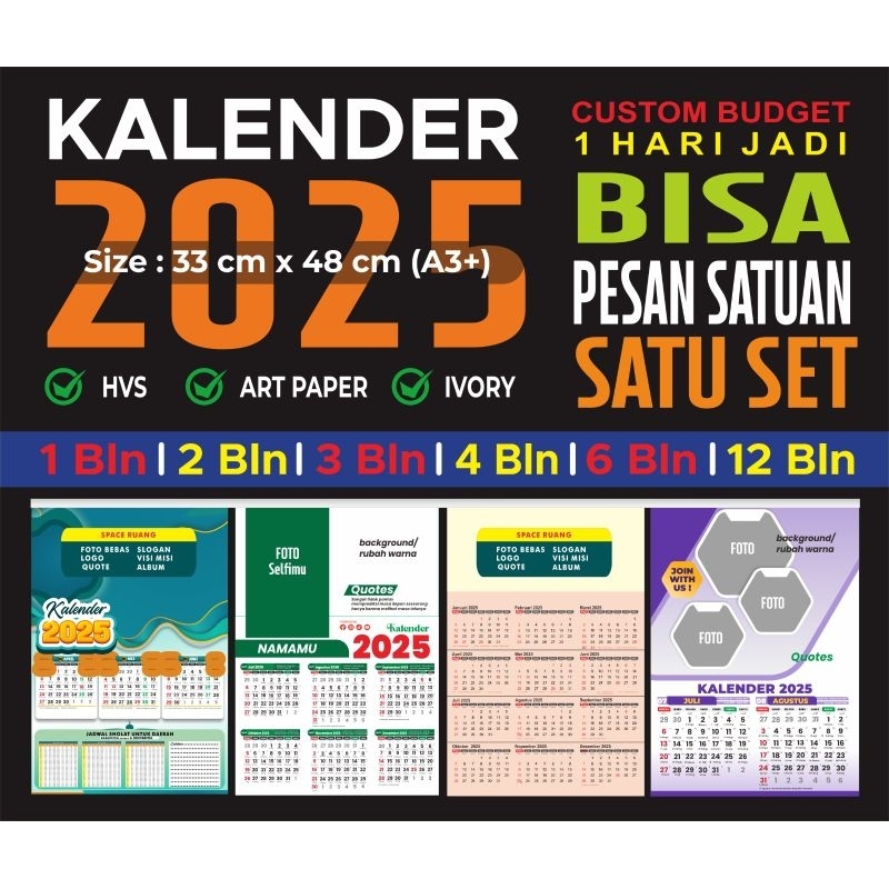 2025 WALL CALENDAR BASEHI/NASIONAL/JAVA CALENDAR UNIT | Custom BUDGET ...