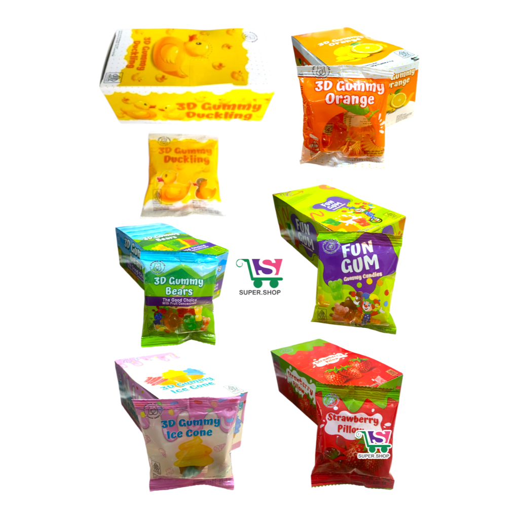 3D Gummy World Bears Strawberry/ Duck/ Ice Cream Jelly Candy PACK (12 ...