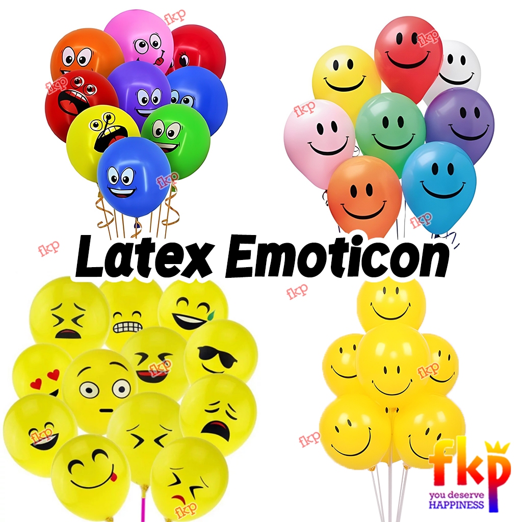 Fun KIDS PARTY Emoticon Latex Balloons / Emoticon Character Rubber Balloons / Emoji Balloons ...