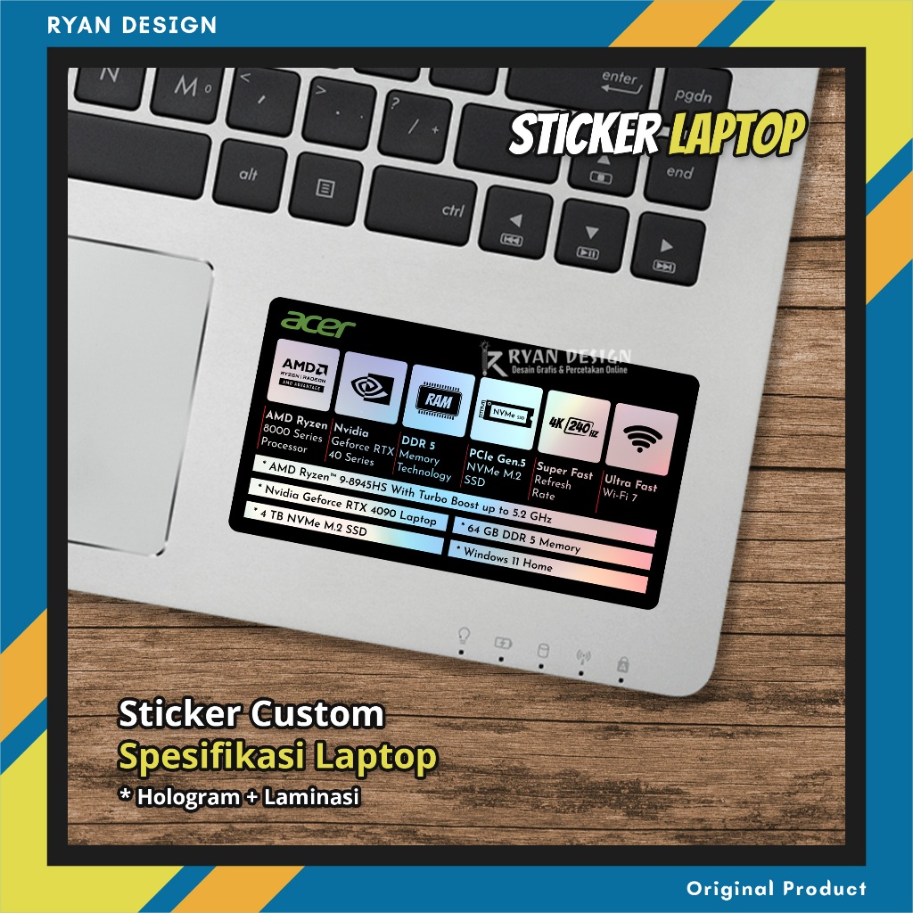 Laptop Logo Sticker Laptop Feature Specifications Sticker Nvidia RTX ...