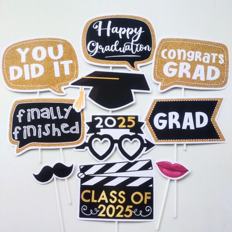 GRADUATION GRADUATION GRADUATION 2025 8PCS Fun Props Photobooth Photo ...