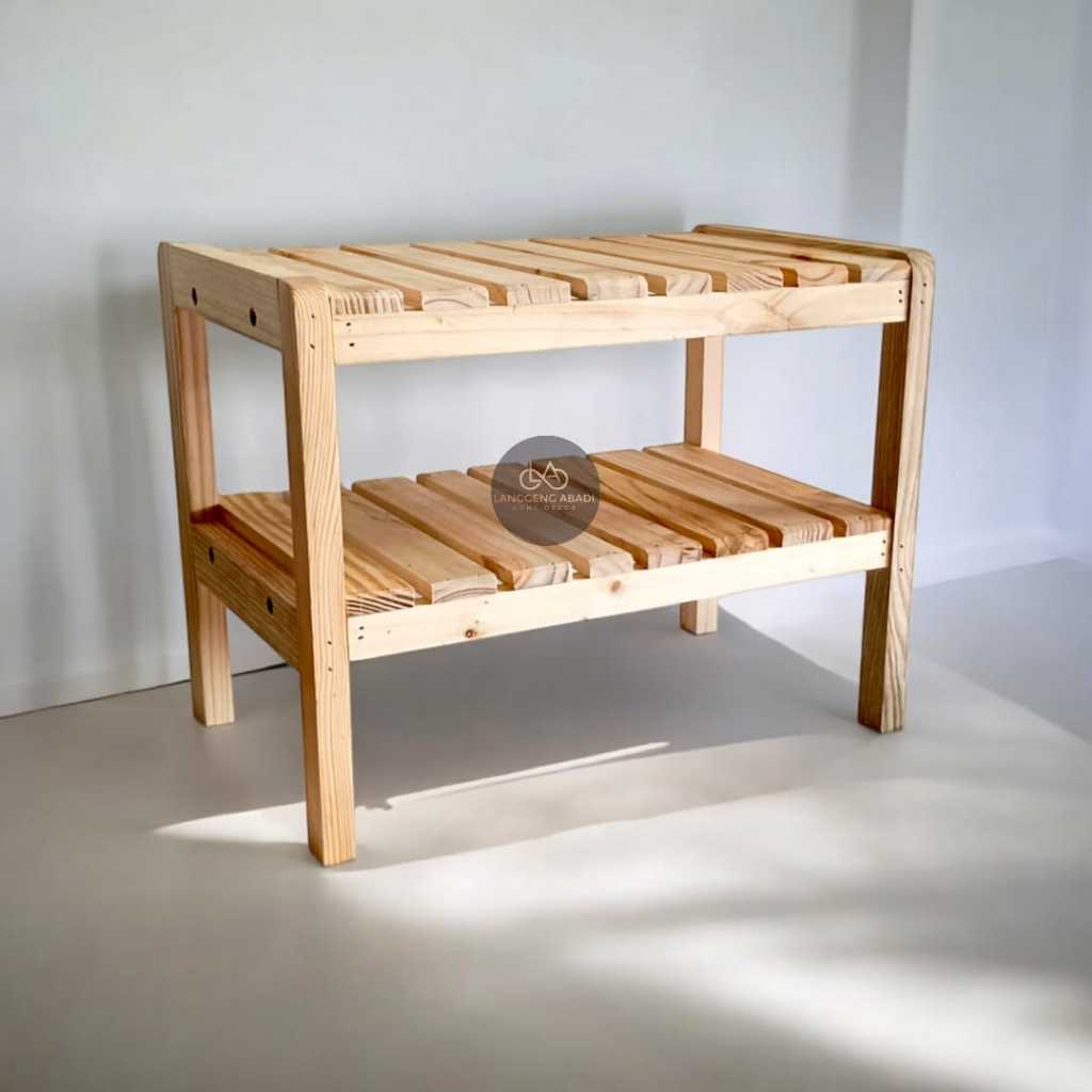 KAYU 2 Tier Mini Shelf FULL WOOD Aesthetic | Full WOODEN 2 Tier Kitchen ...