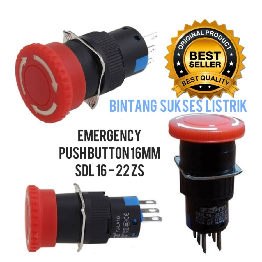 Emergency Push Button SDL16-22ZS / pus buton Emergency 2NO 2NC Diameter ...
