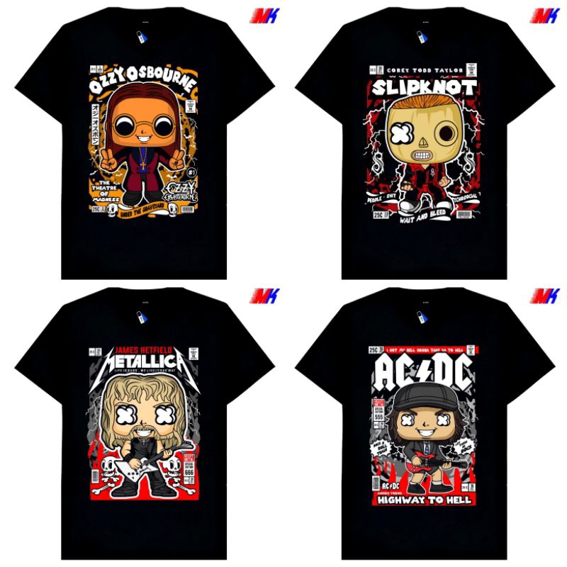 Custom T-shirts for Men Women Children Adults Custom Comic Band Acdc Metallica Slipknot Black ...