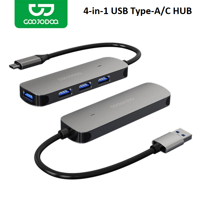 Goojodoq Premium 4-in-1 USB Type A / Type C USB 3.0 Hub for Mobile ...