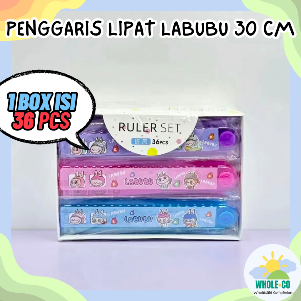 (1 Box Contains 36 Pcs) Labubu Premium Folding Ruler 30 cm long Labubu ...