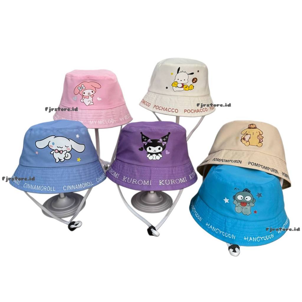 Bucket hats for girls and boys with DTF Kuromi straps | Shopee Philippines