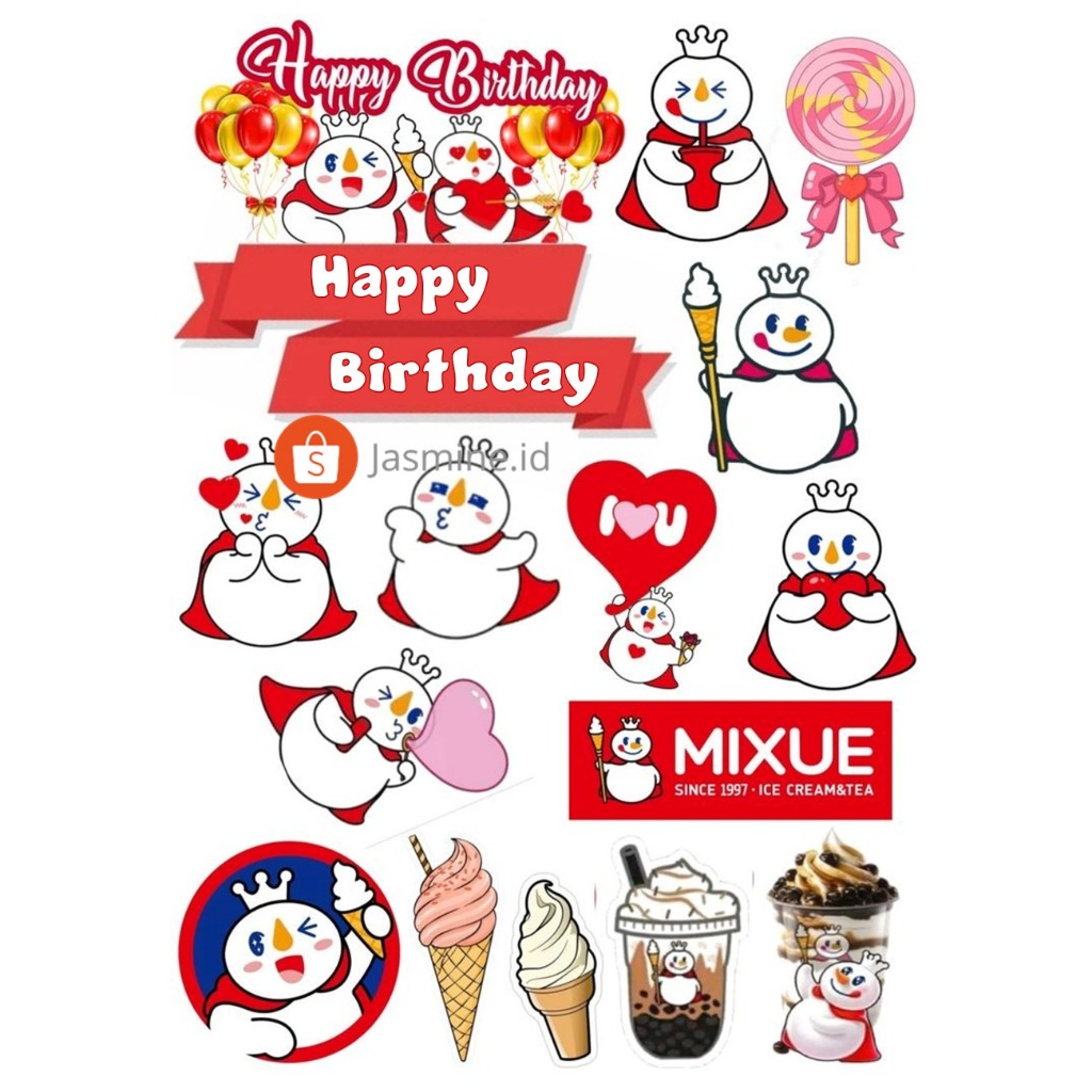 Custom MIXUE ice cream TOPPER/MIXUE BIRTHDAY Cake Decoration | Shopee ...