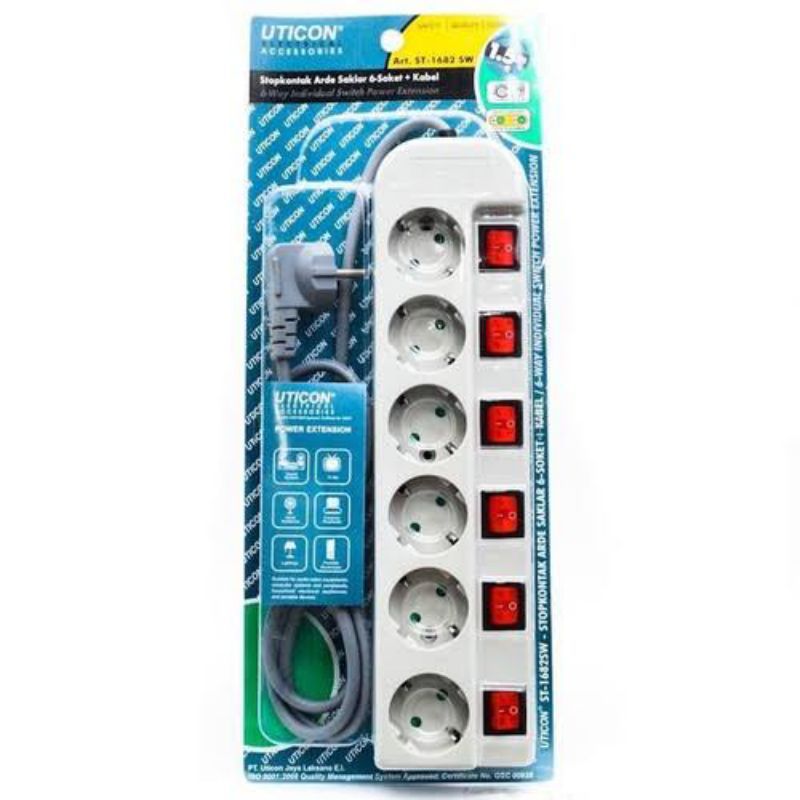 Uticon ST-1682-SW Socket 6 Hole Separate Switch with 1.5 Meter SNI ...