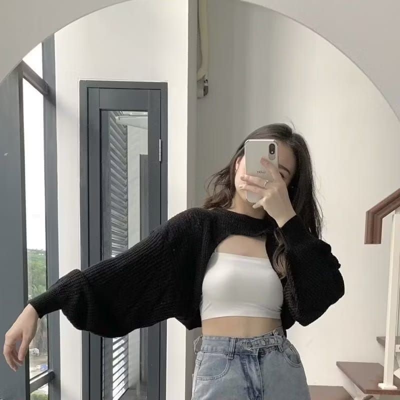 Ernd- Han so crop sweater balero blouse korean crop top | Shopee ...