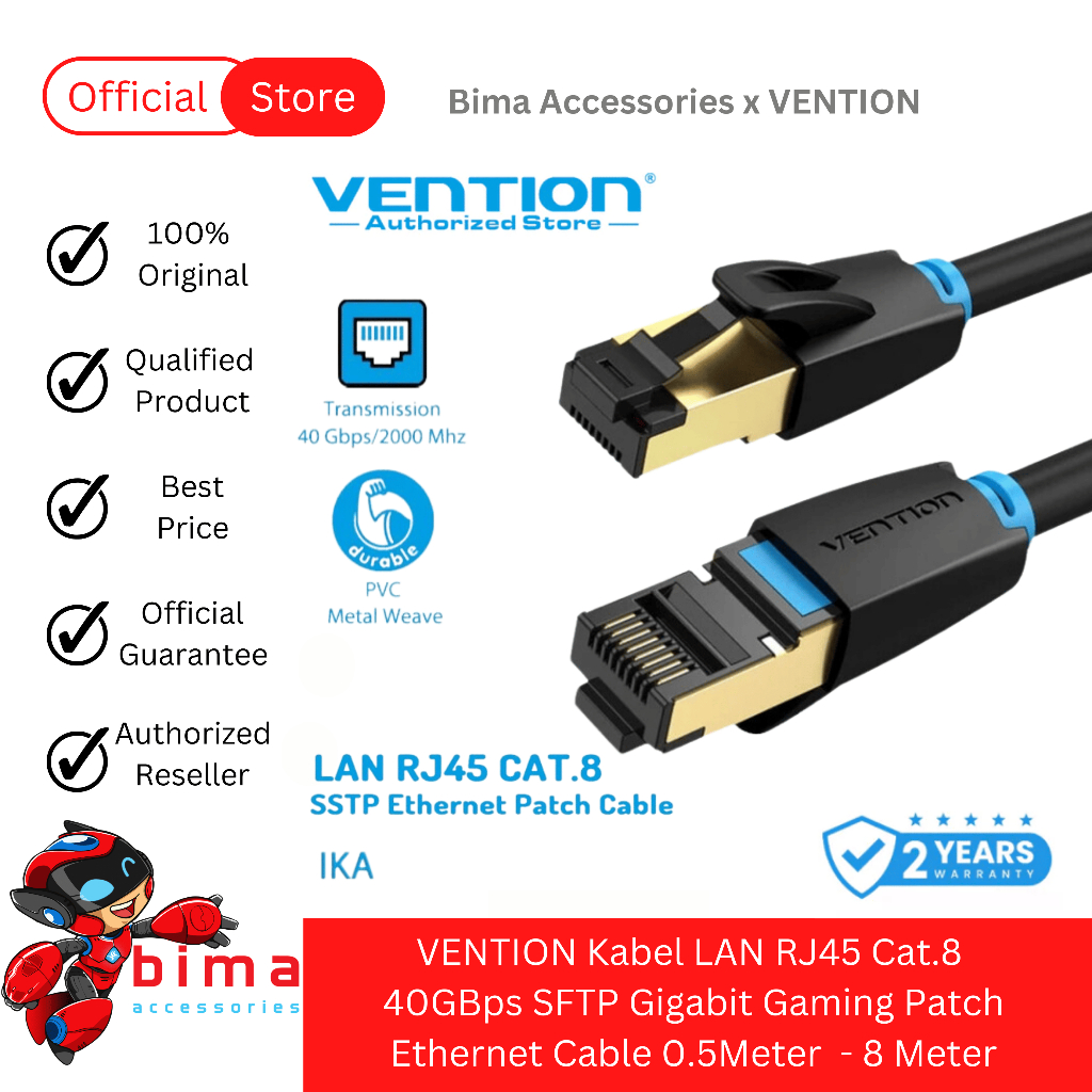 VENTION Venttion Gaming LAN Cable Ethernet Cable Cat.8 Cat 8 40GBps ...