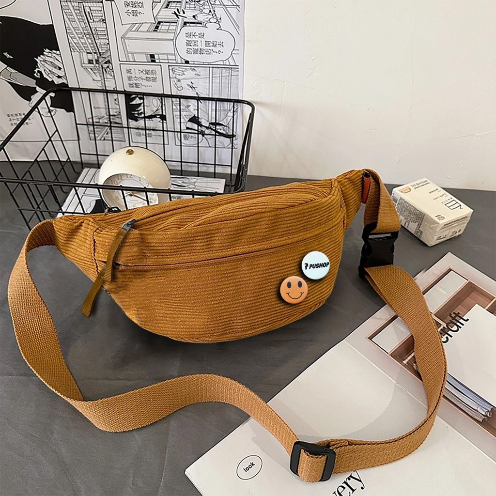 PUSHOP ROWHAN Corduroy Men's Sling Bag - Men's Corduroy Waistbag Unisex ...