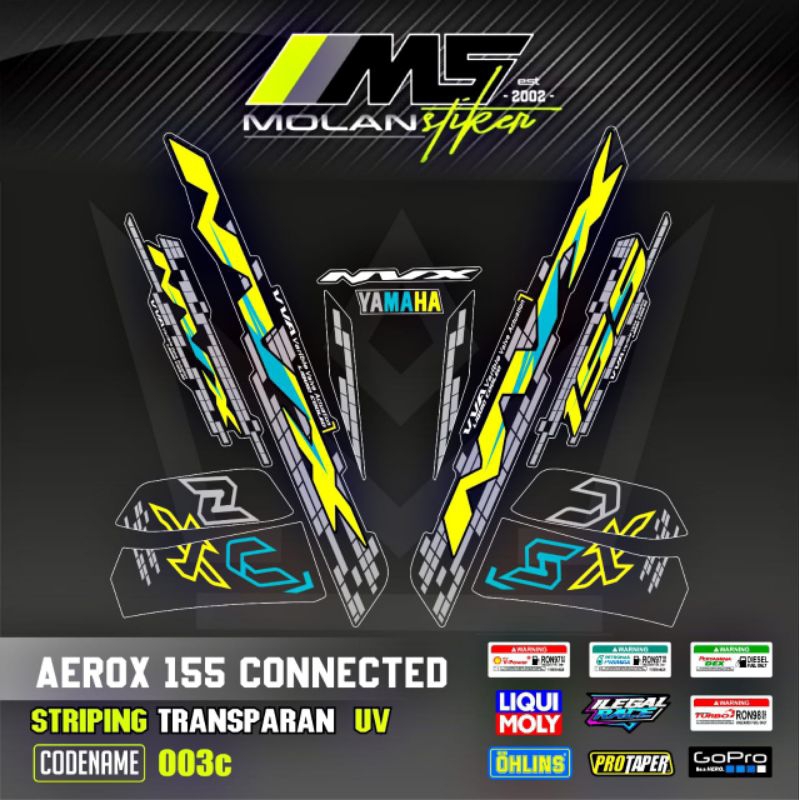 Decal Sticker Striping Transparent Variations Uv Aerox 155 Connected ...