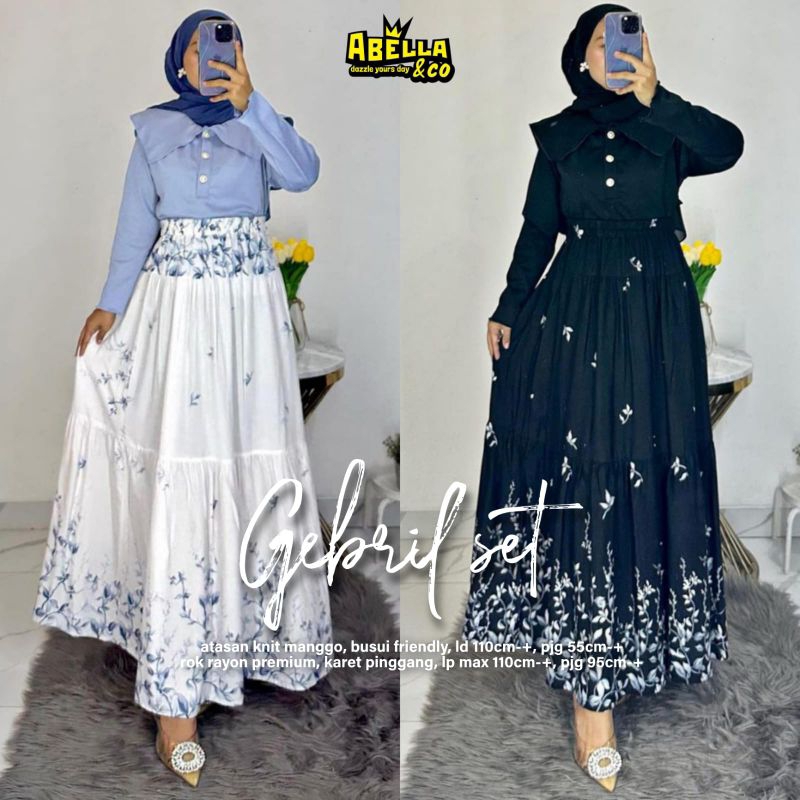 Gebril One Set of Busui Blouse & Elastic Waist Skirt || By ABELLA ...