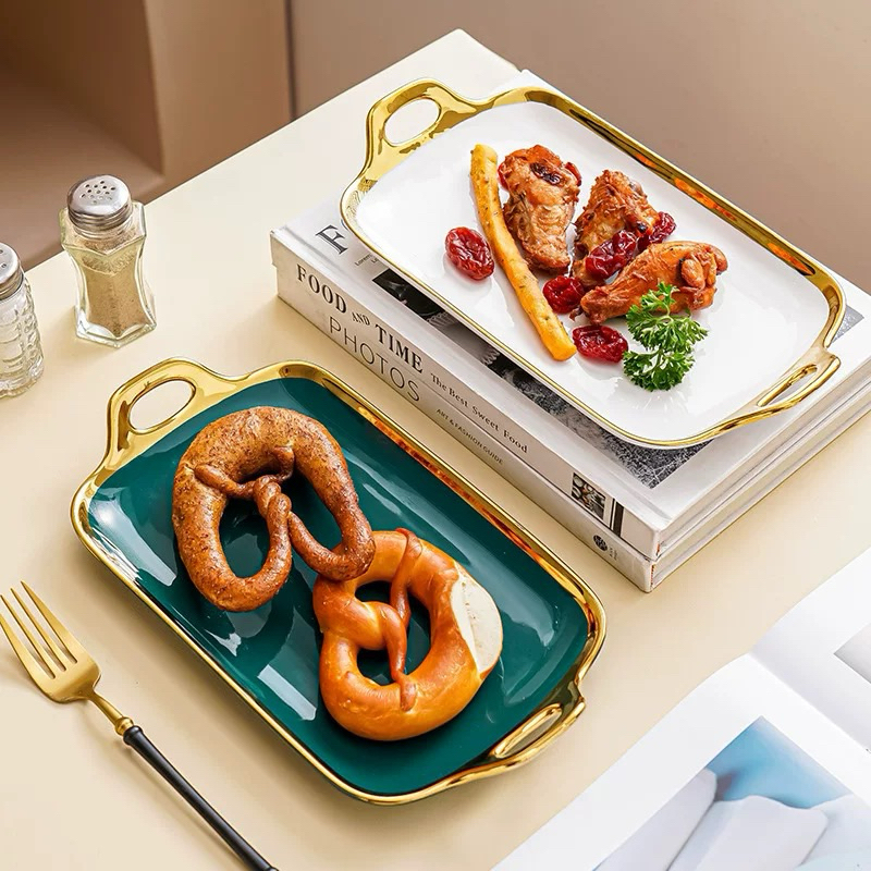 Gold list Square Ceramic Plate/Luxury Side Dish Plate | Shopee Philippines