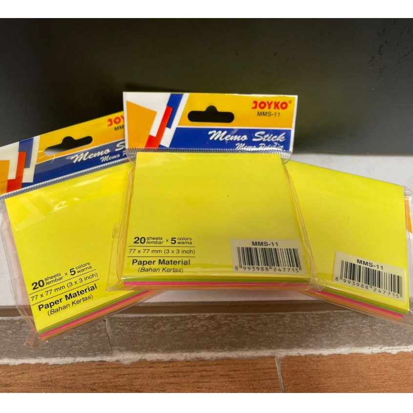 {1 Box contains 12pcs} Joyko MMS-11 Paper Memo Sticks / Colored Sticky ...