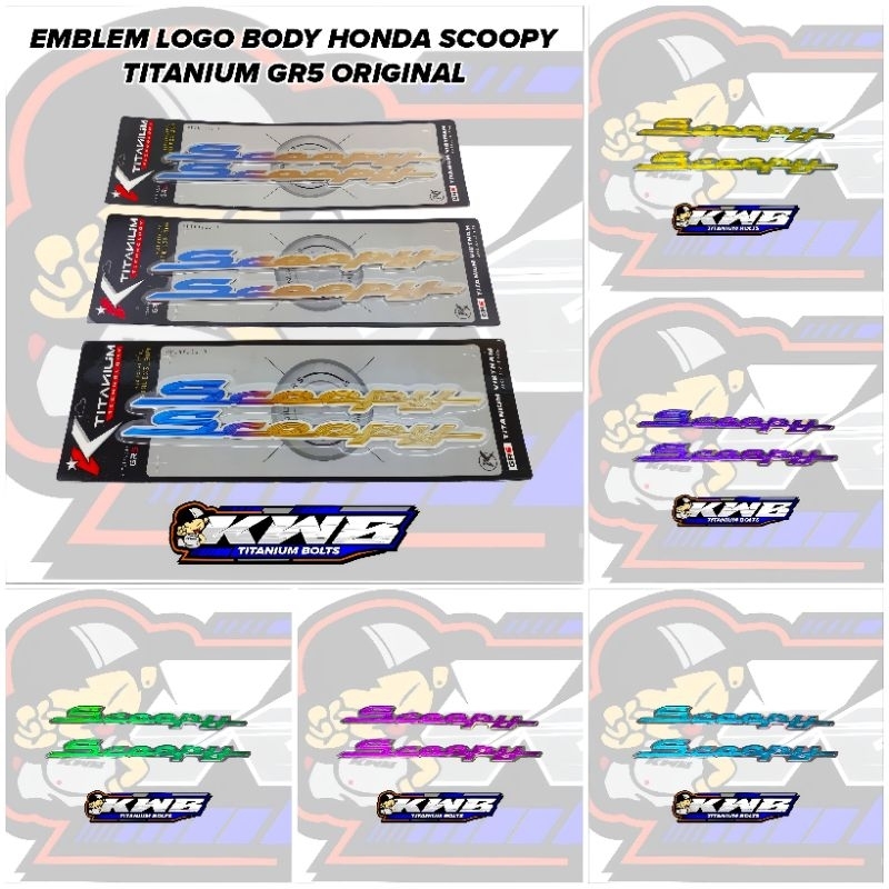 Original honda scoopy titanium gr5 body logo emblem, complete color ...
