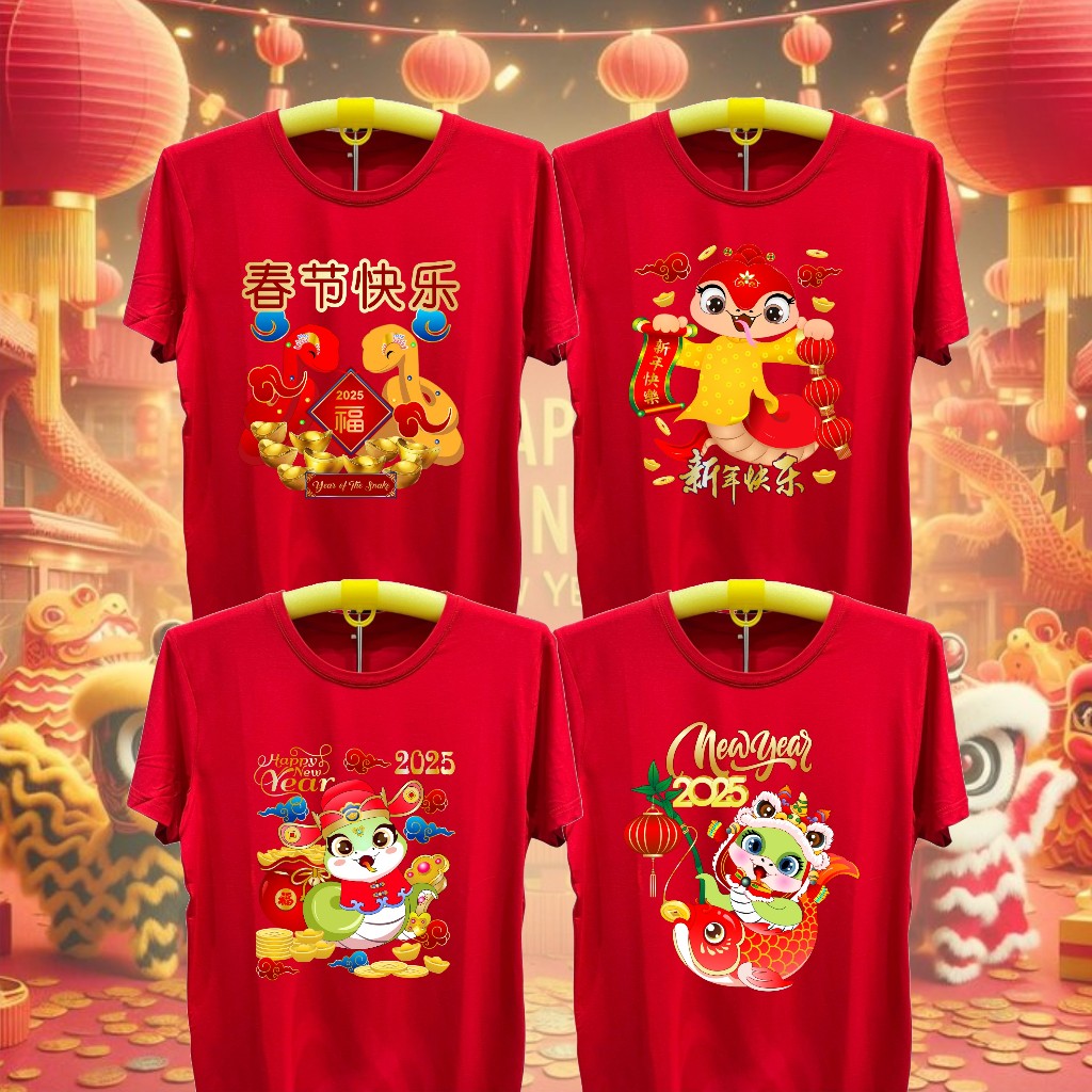 Imlek SNAKE CUTE PRINT DIGITAL T-SHIRTS CNY 2025 FOR FAMILY MEN-WOMEN ...