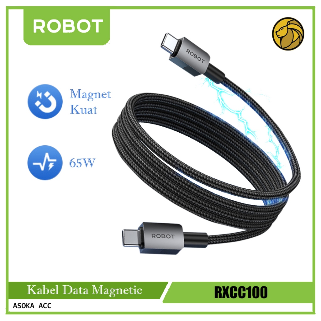 Magnetic Cable Robot 65W Type C to Type C 100CM Creative Magnet Cable ...