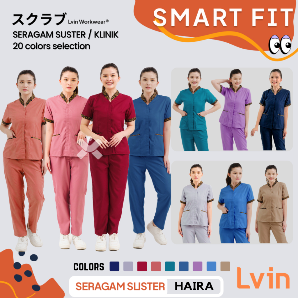 Lvin Haira Batik Series Nurse uniform nanny uniform/ Clinic uniform ...