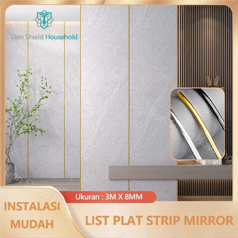 Lsh - Wall STICKER 1 METER LONG / LIST MIRROR STRIP PLATE / SILVER LIST ...