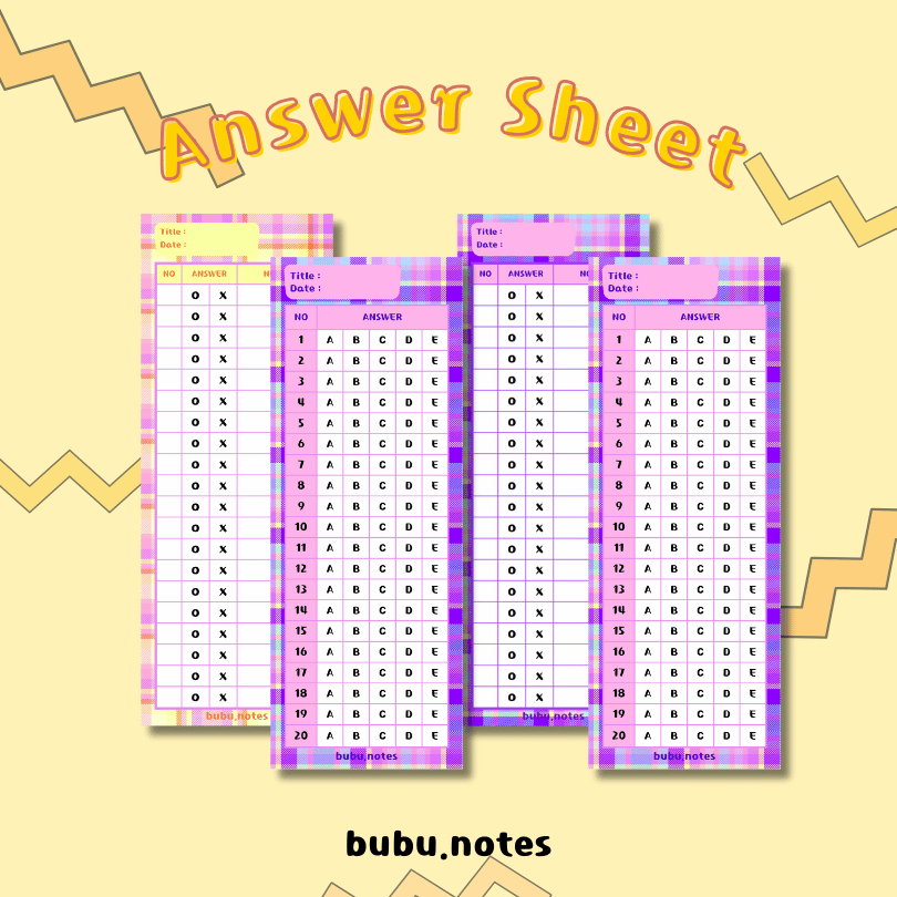Answer SHEET OMR ABC Notes Memo Study Planner Exam Notepad Korean ...