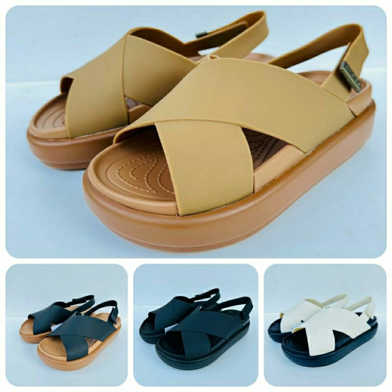 Crocs BROOKLYN LUXE CROSS STRAP WOMEN'S SANDALS | Shopee Philippines
