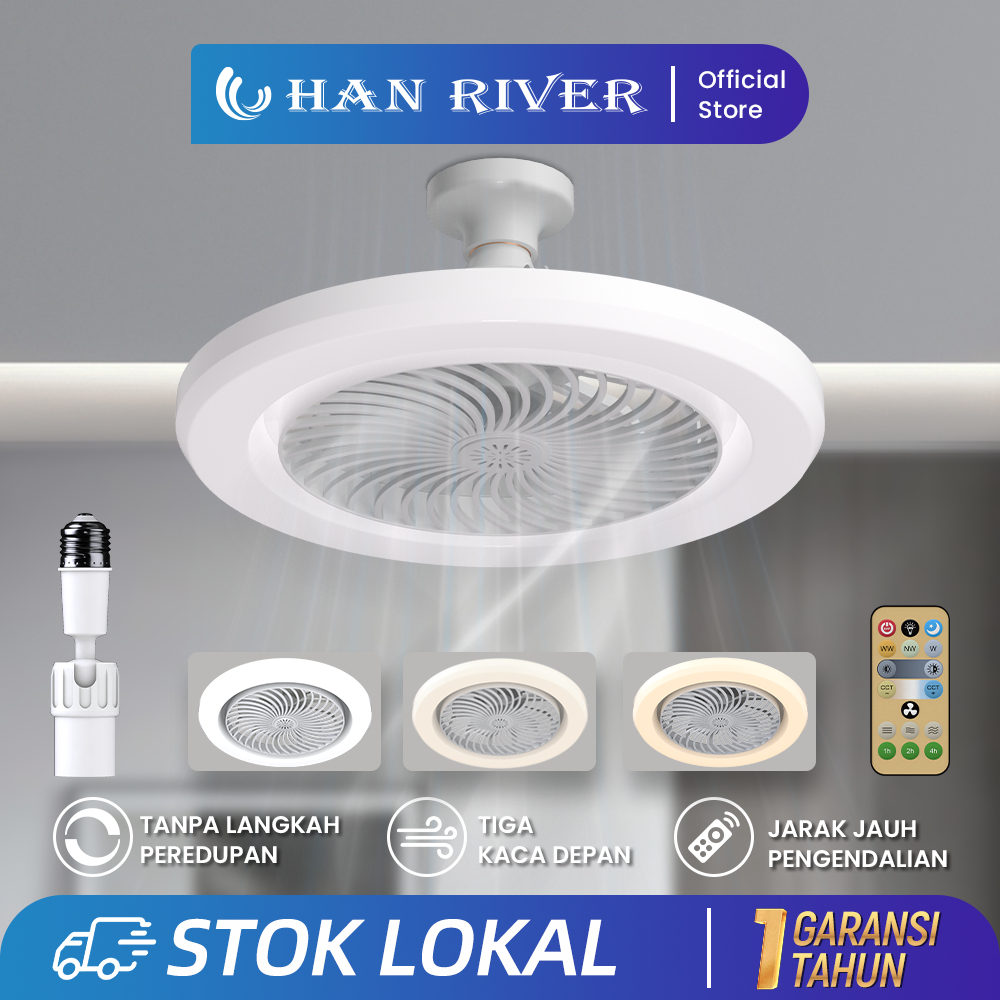 Han RIVER&RONG RIVER 30W 2in1 Ceiling Fan Lamp 3 Colors Remote Adjustable 360 E27 Lamp Holder ...