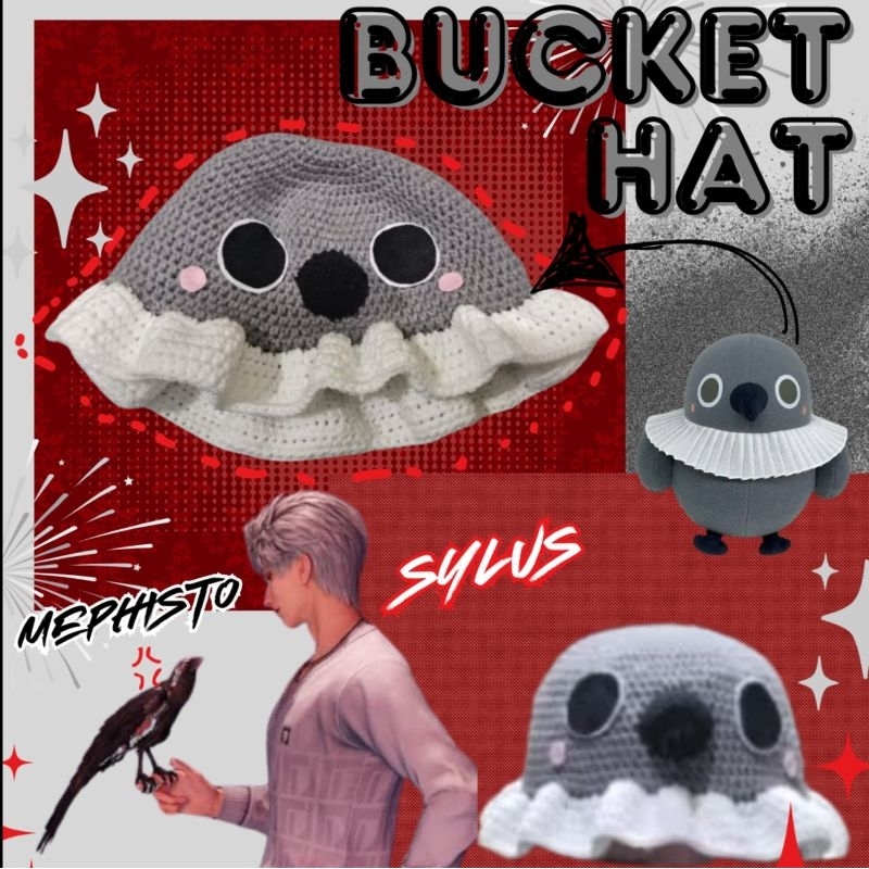 Mephisto (Love and deepspace) sylus's crow bucket hat crochet (can ...