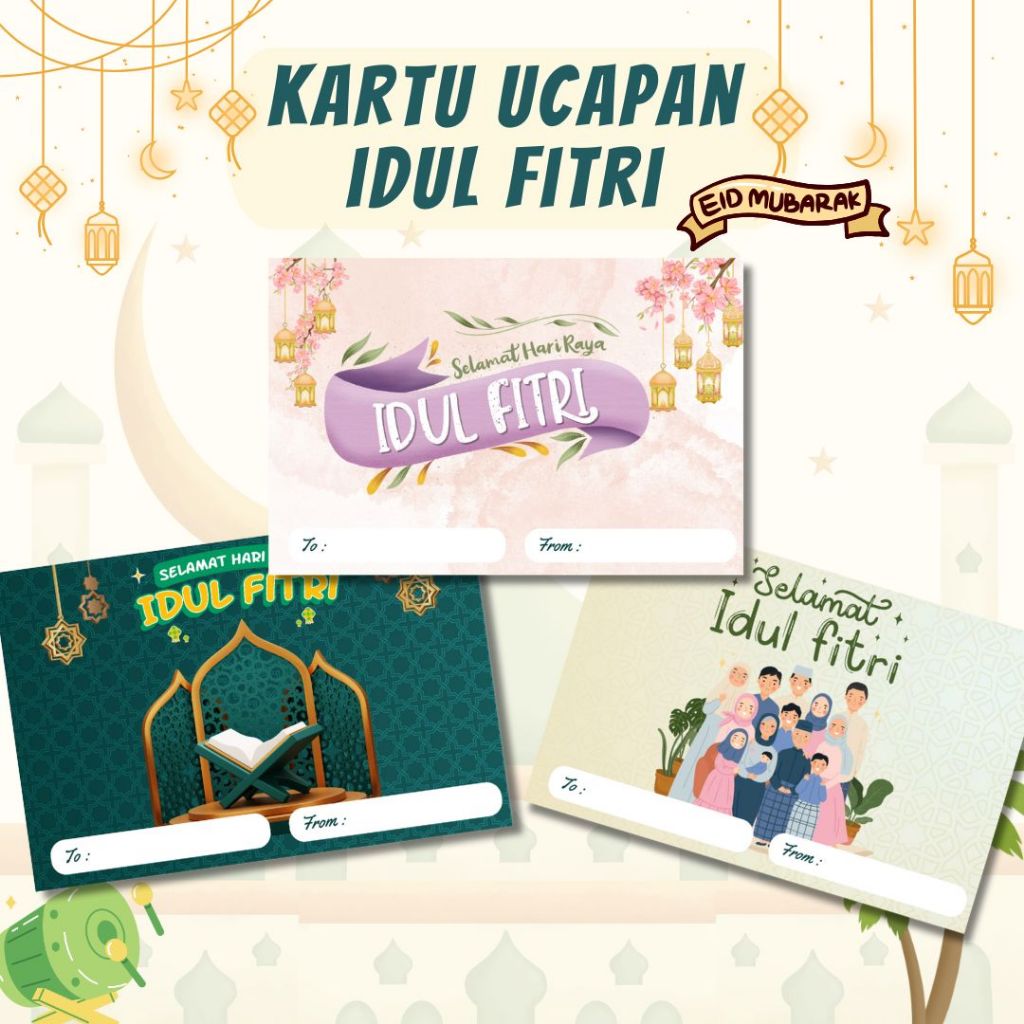 Eid Al-Fitr Greeting Cards Ramadhan Hari Raya Hampers Parcel Stickers ...