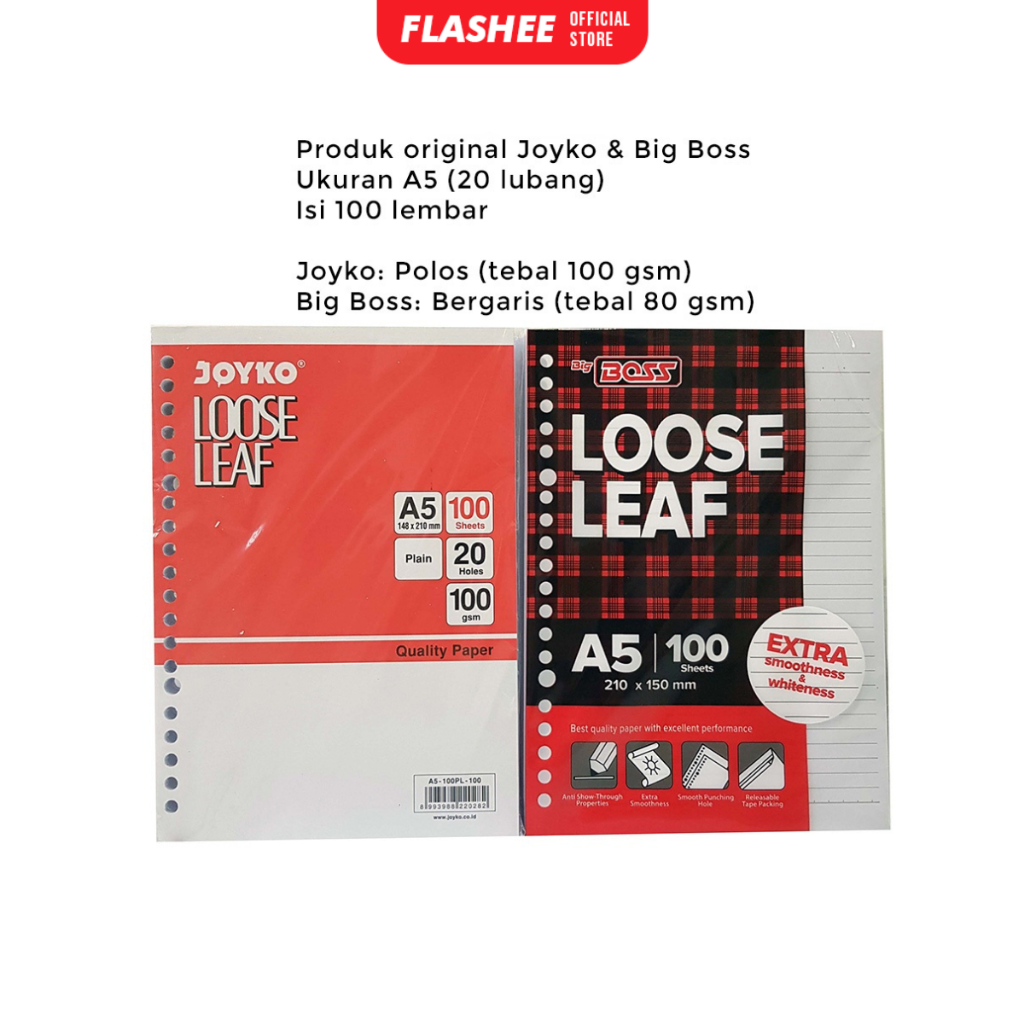 Flashee Loose Leaf A5 B5 Fill Paper Binder File Paper A5 20 Ring B5 26 ...