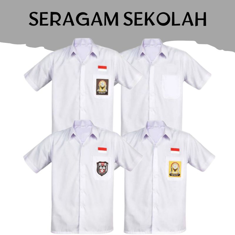 PUTIH White SCHOOL UNIFORM FOR ELEMENTARY SMP HIGH SCHOOL SHORT SLEEVES ...