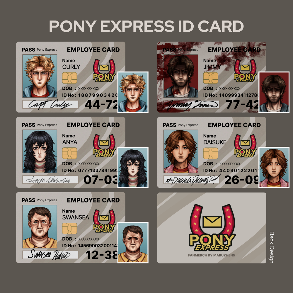 Mouthwashing Game ID Card Set + Pass Photo (Pony Express Crew, Curly, Anya, Daisuke, Swansea ...