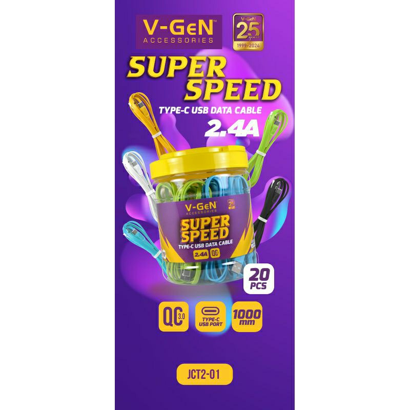 Usb Type-C V-GeN JCT2-01 Super speed 2.4A 1 Meter Data Cable (Contains ...