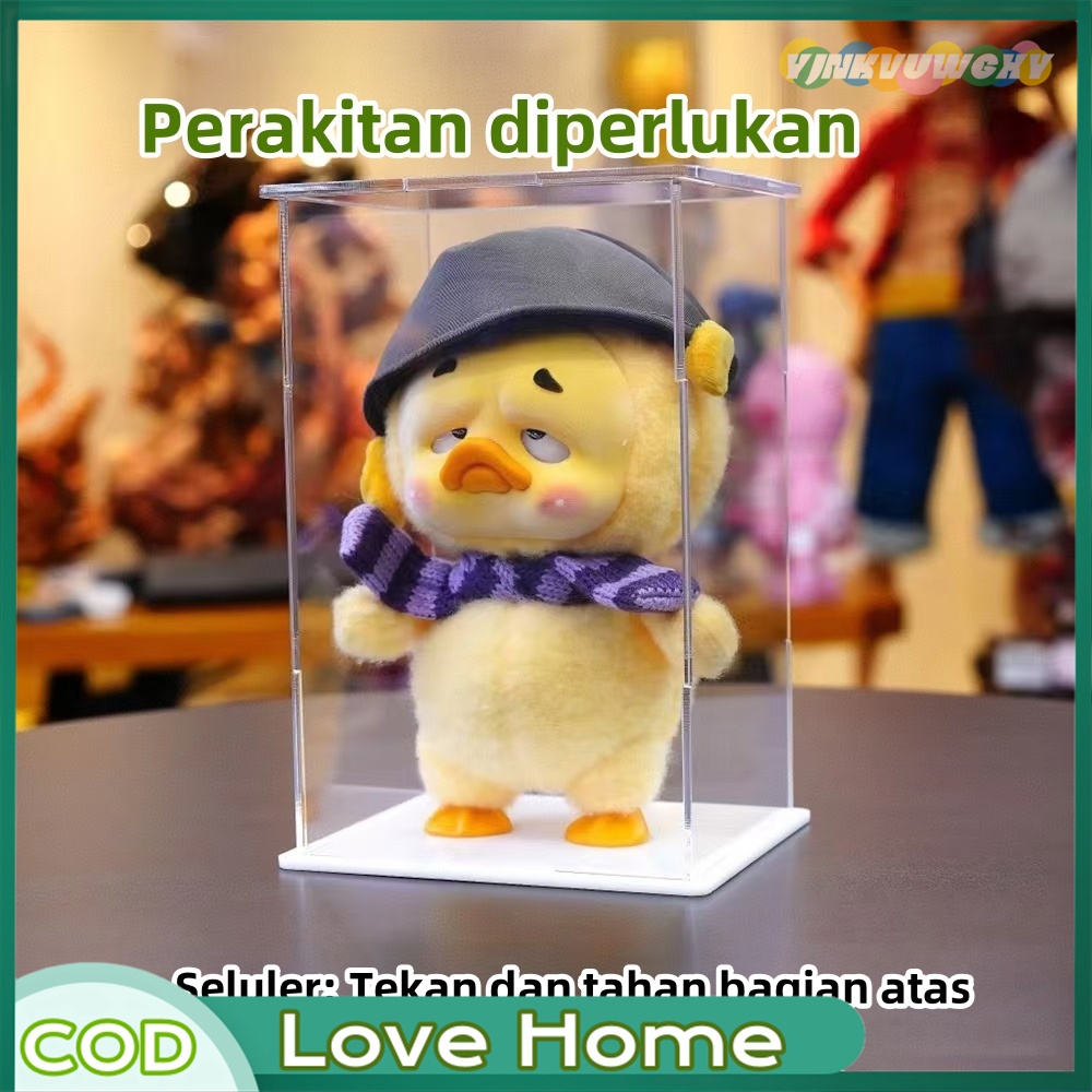 Duck labubu Figure display box / Single Doll Storage display Rack Transparent Dustproof Model ...
