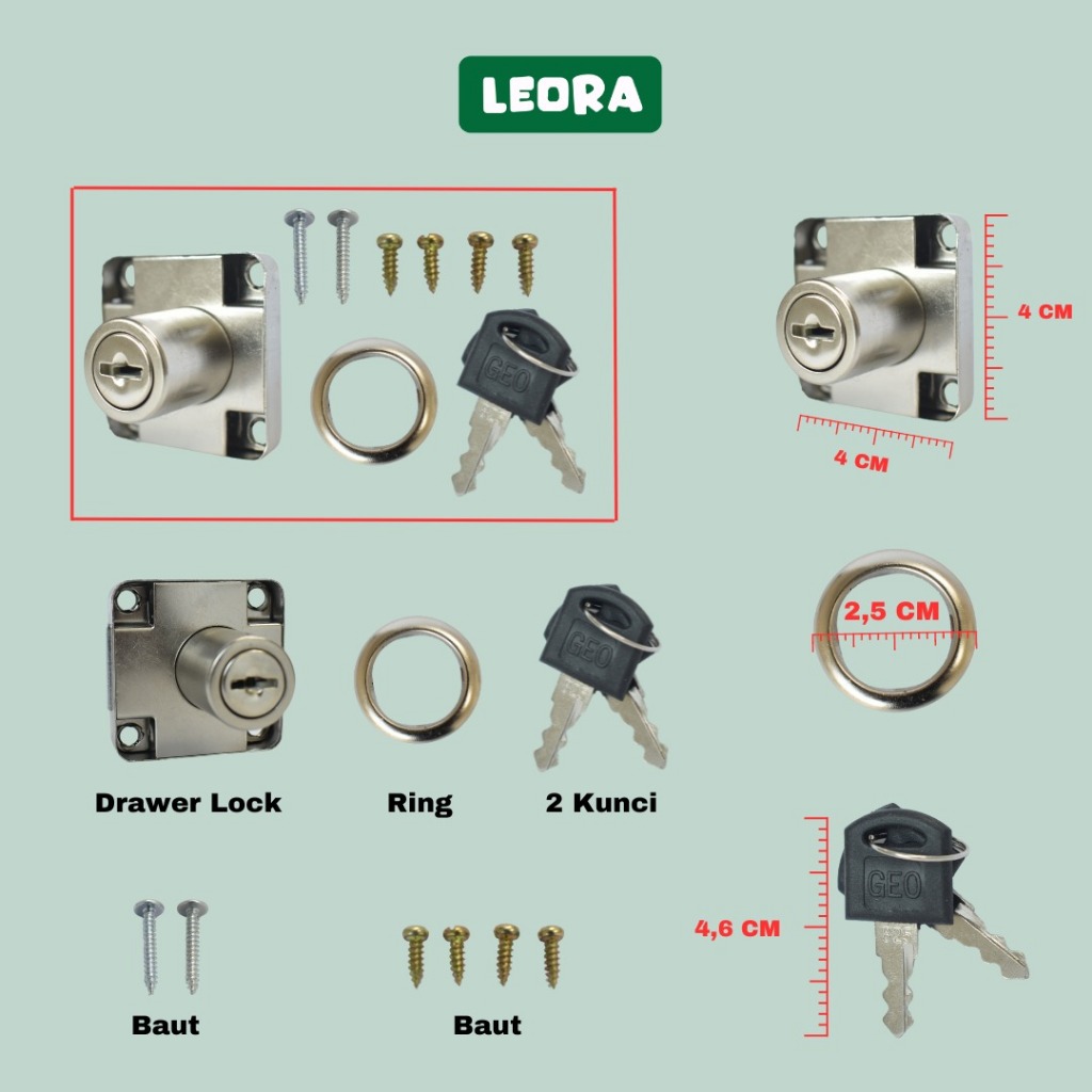 Cupboard lock / 40mm Drawer Lock / Flip Key Key / Bend Key / Broken ...
