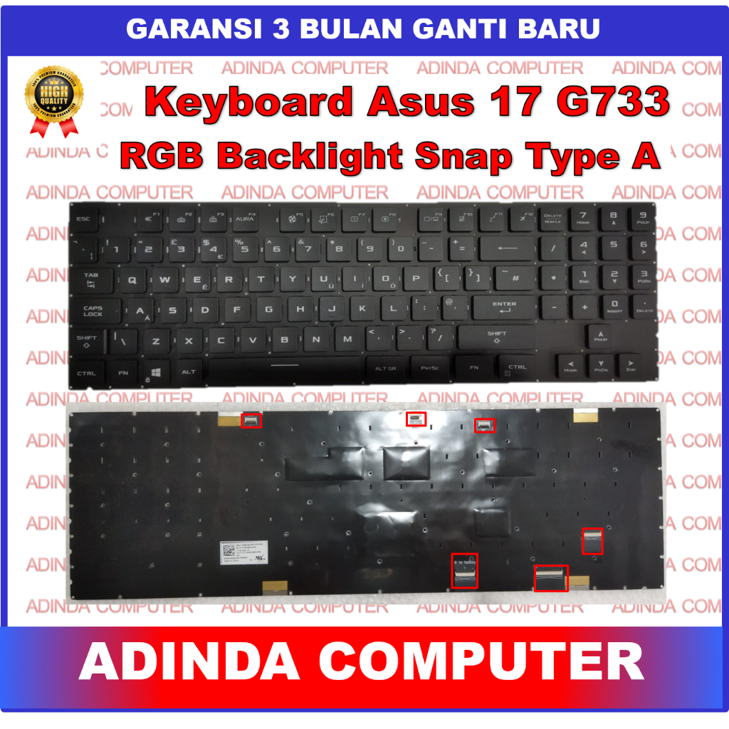 Asus ROG Strix Scar 17 G733 G733QR G733QS RGB Backlight Backlite ...