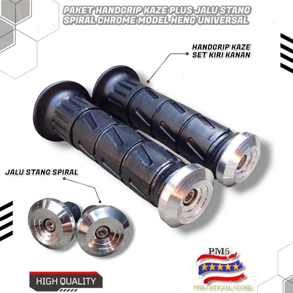 Hanfat GRIP KAZE HANDGRIP Package PLUS JALU SPIRAL CHROME Handlebar ...