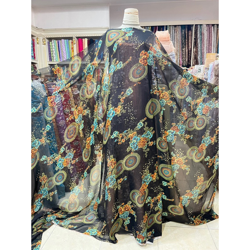 Chiffon / chiffon material with fine floral motifs, flowy gamis dresses ...