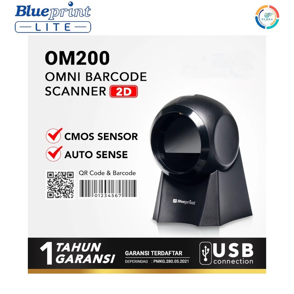 Blueprint Lite Omni Barcode Scanner OM 200 - 2D Auto Scan, QR Code ...
