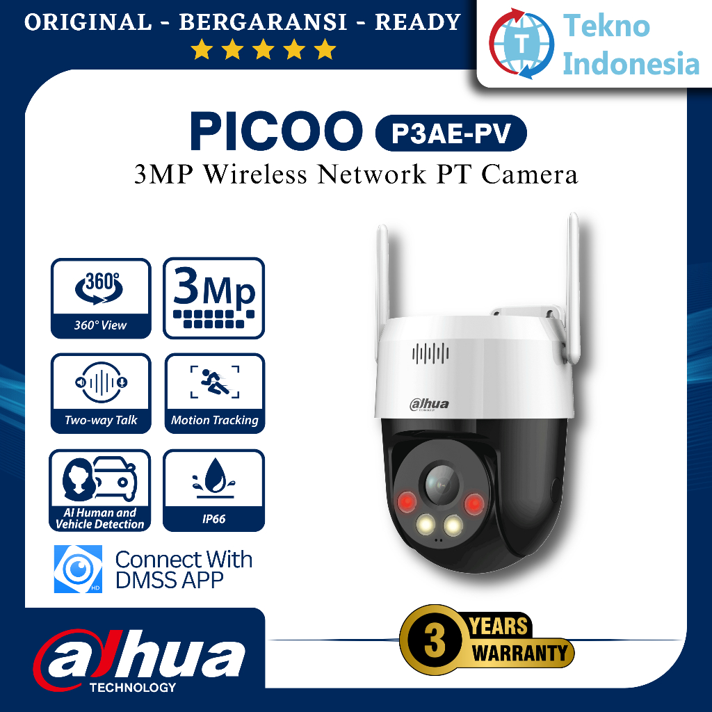 DAHUA Wifi P3AE-PV 3MP Wireless Full color Two Way Talk IP Cam Wireless ...