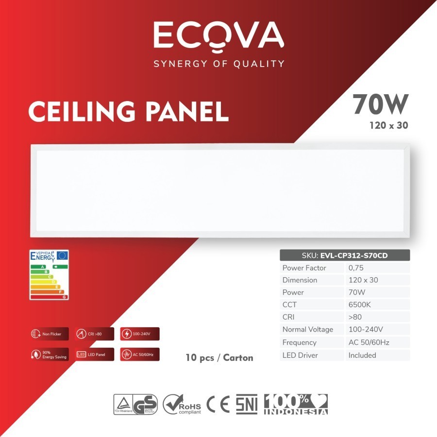 Ecova LED CEILING PANEL Light 70w LED CEILING PANEL 30X120 CM | Shopee ...
