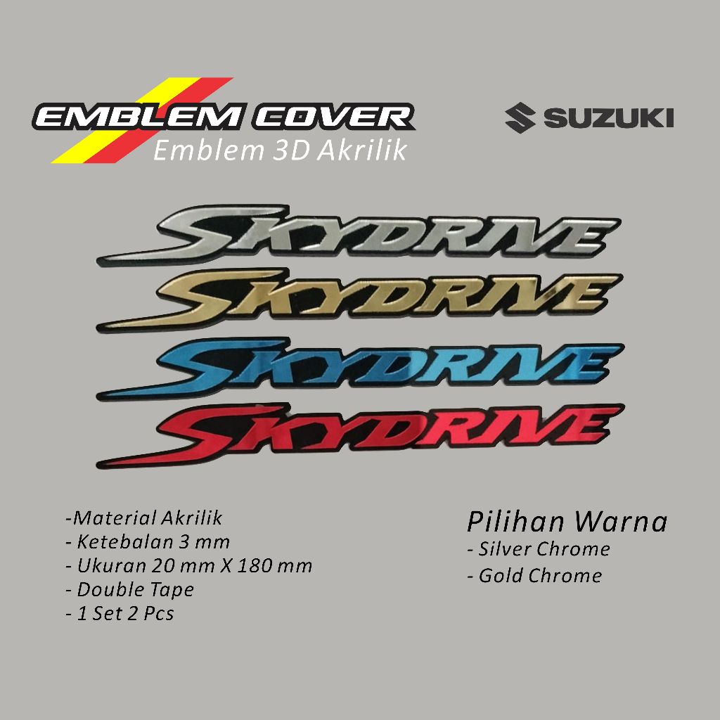 A Pair Of Suzuki skydrive Motorcycle Emblem Stickers 3D Embossed ...