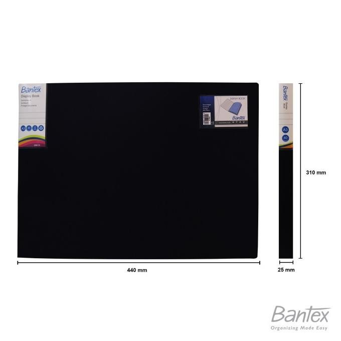 BANTEX 40 SHEET DISPLAY BOOK / CLEAR HOLDER A3 LANDSCAPE 3364 BLACK ...