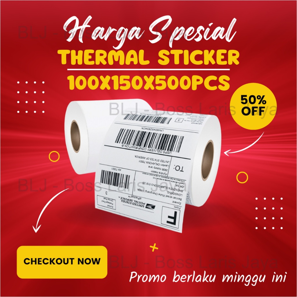 Thermal Paper STICKER Receipt LABEL STICKER BARCODE LABEL ROLL A6 Size ...