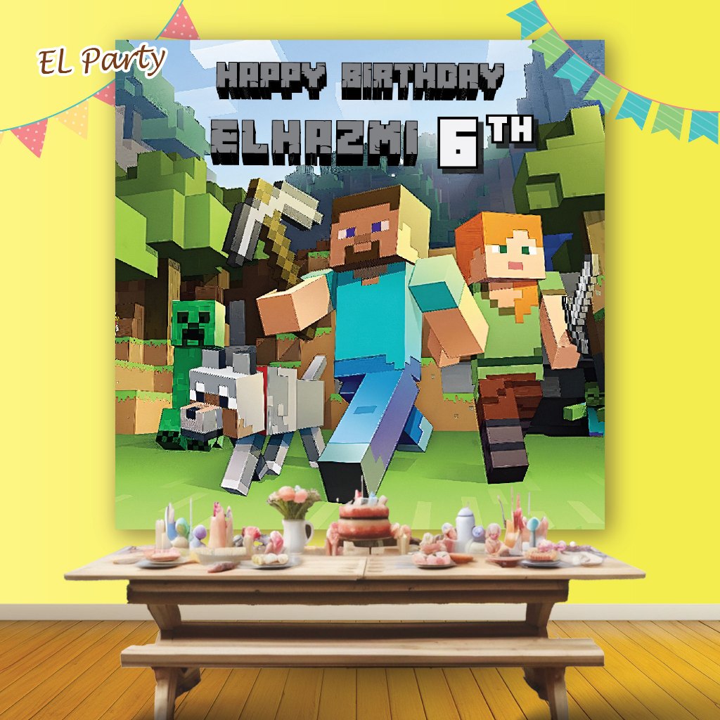 MINECRAFT Birthday Banner Birthday Banner Character Costume Background ...