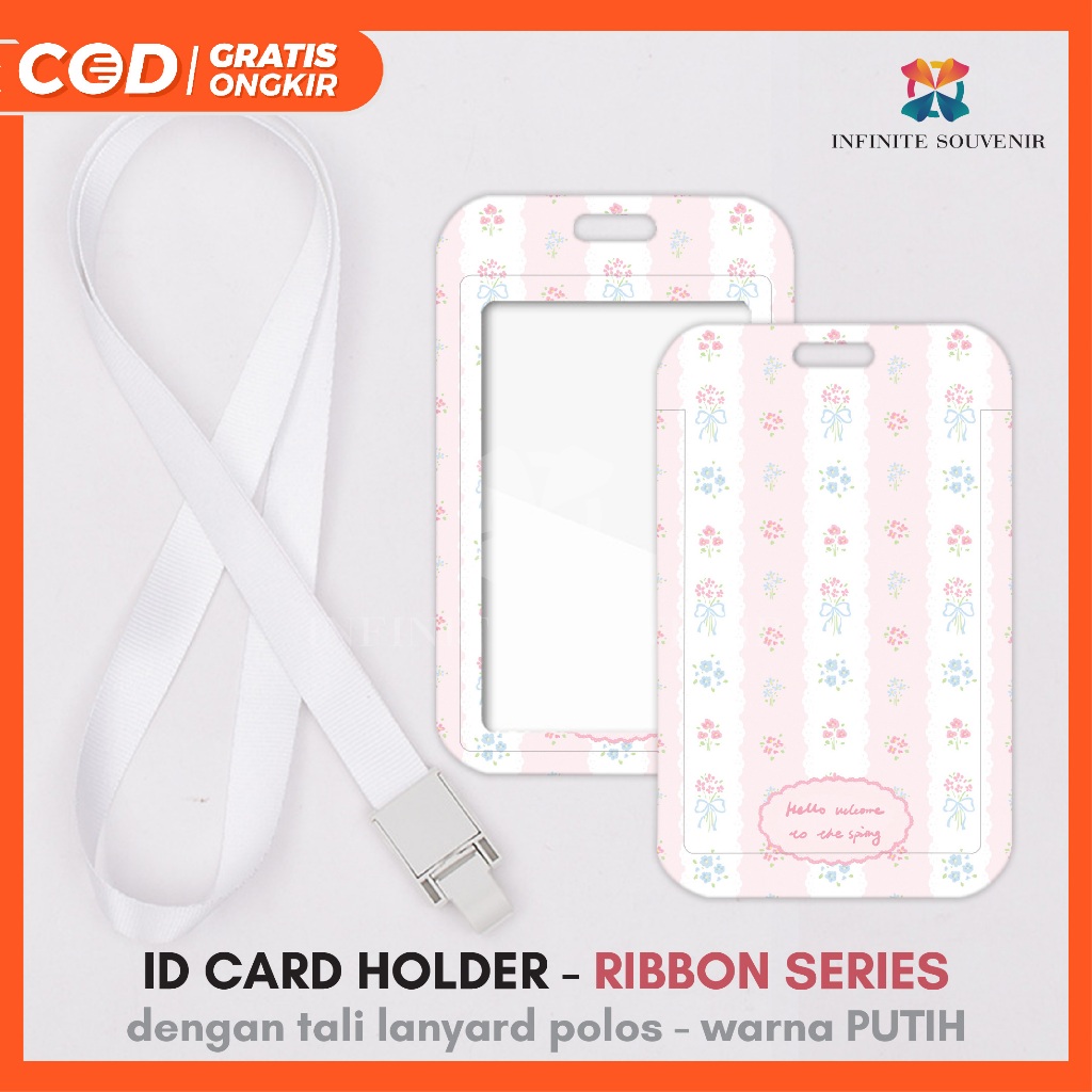 PUTIH GANTUNGAN (N008) Name TAG RIBBON With 1.5CM Width White Clip Hanger Strap/CARD HOLDER/NAME ...