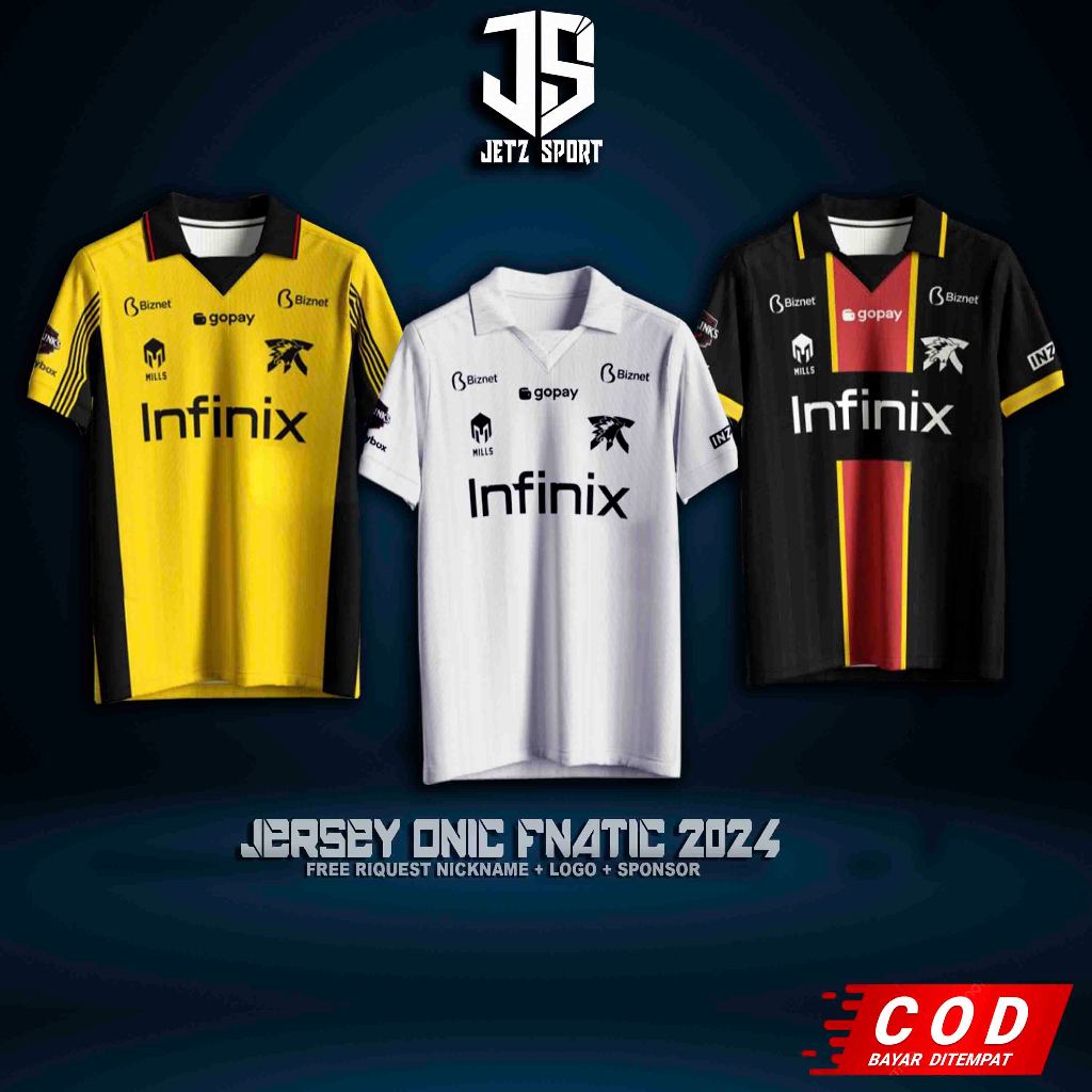 Latest Premium 2024 Onic Fnatic Jersey T-Shirt, Free to Put Name and ...