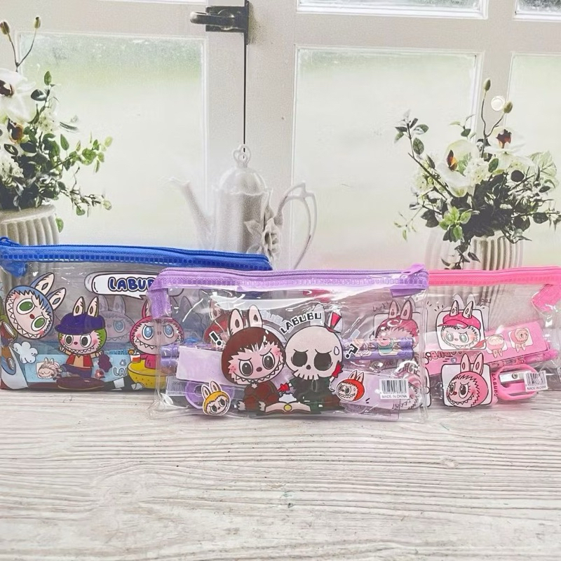 6in1 PENCIL BOX SET LABUBU POUCH STATIONERY SET Ruler Sharpener Eraser ...